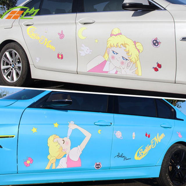 Sailor Moon car stickers cute cartoon angel descending body door ...