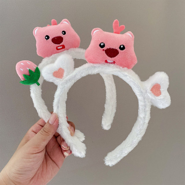 Plush cute headband Ruby headband loopy beaver headband girl heart wash ...