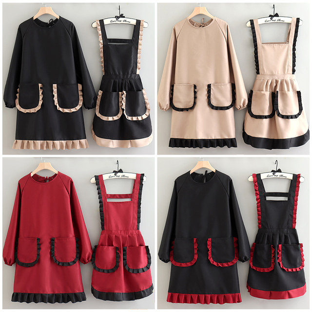 Customized solid color work clothes apron for women, simple solid color ...