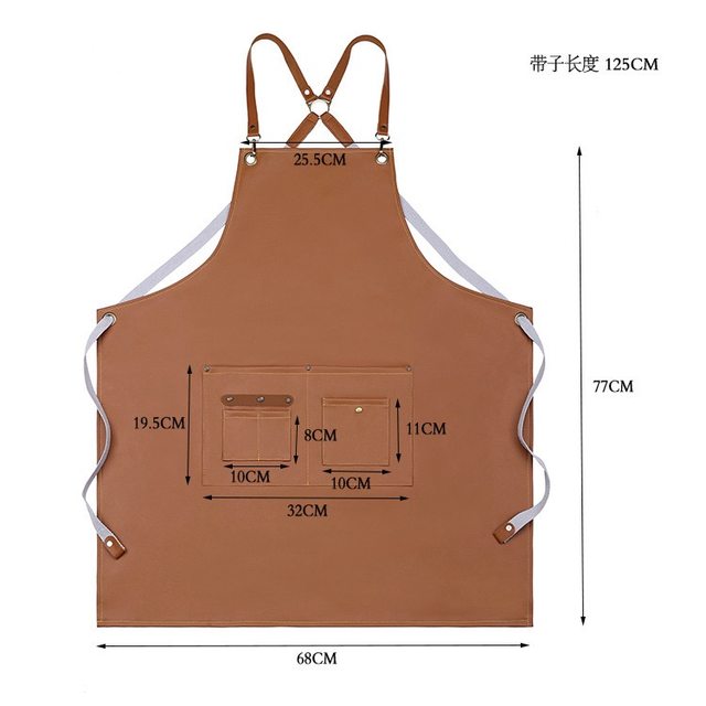pu apron women's leather waterproof and oil-proof catering work no-wash ...