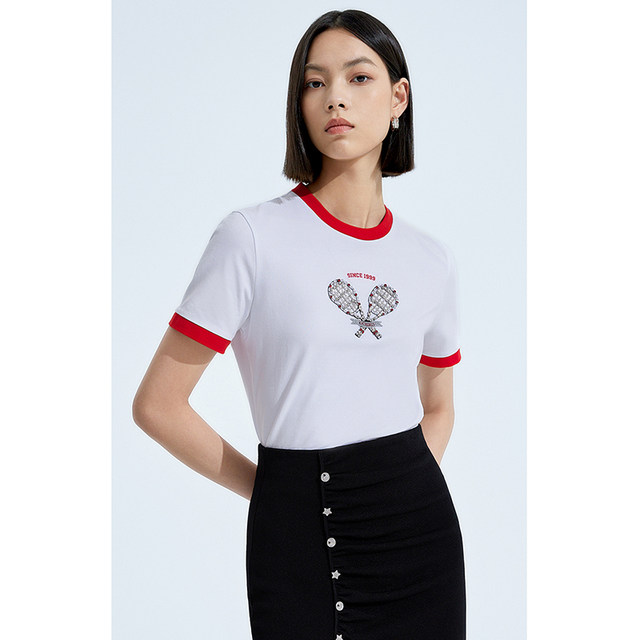 Black label series Ou Shili Short -shoulder short -sleeved T -shirt ...