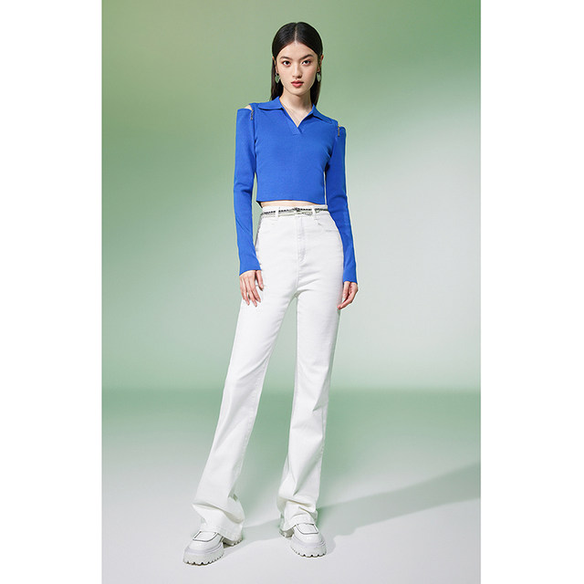 ochirly Ou Shili polo collar short sweater women's autumn top off ...