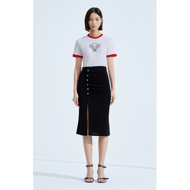 Black label series Ou Shili Short -shoulder short -sleeved T -shirt ...