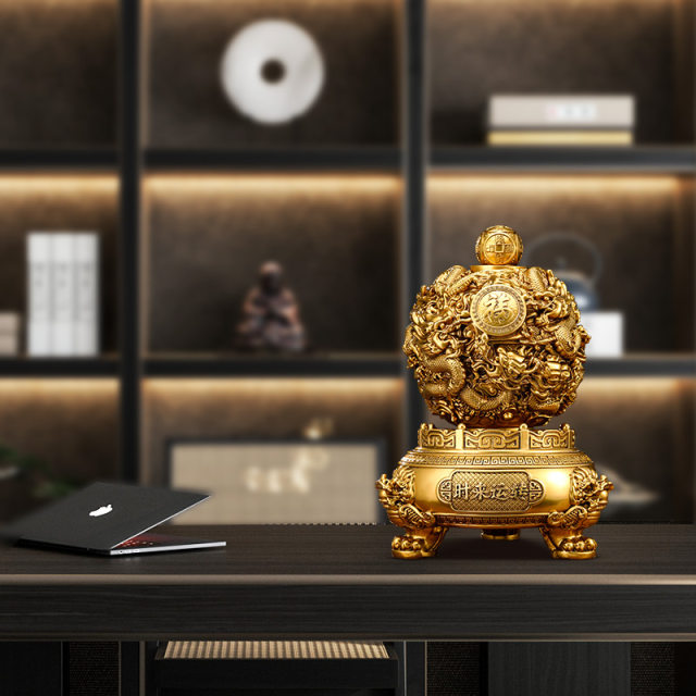 Nine-turn Universe Cauldron Ornament Chinese-style Lucky Fortune Boss ...