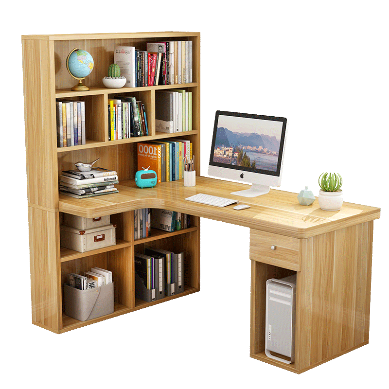 Computer desktop table corner desk bookshelf combination simple home ...