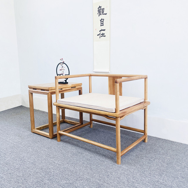 Zen chair Chinese meditation chair Old elm Taishi chair solid wood ...