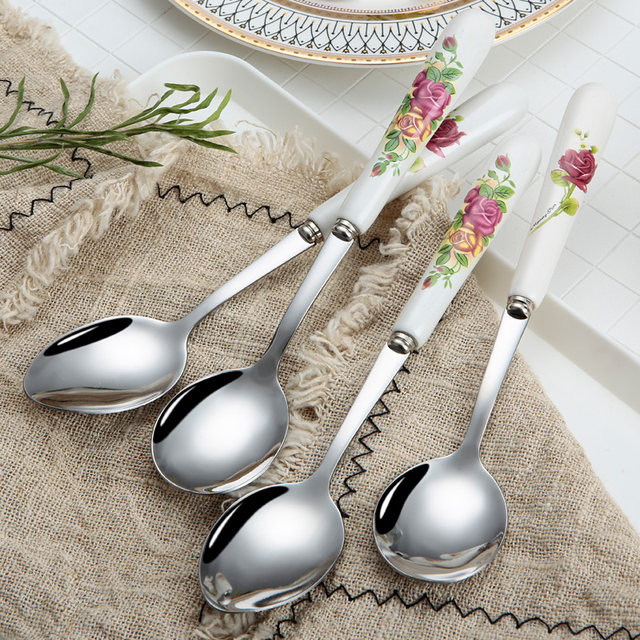 304 spoon household spoon long handle cute romantic creative Korean ...