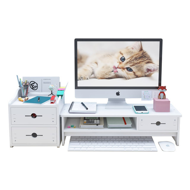 Desktop computer elevated monitor support shelf display screen raised ...