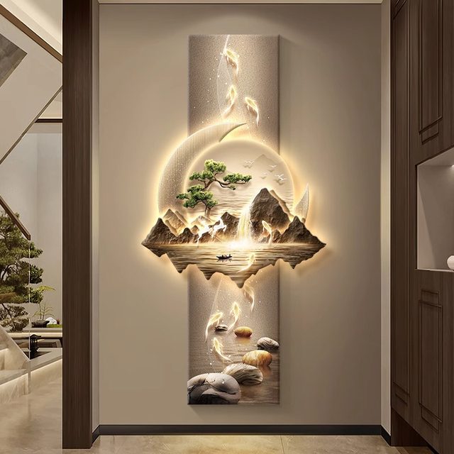 Light luxury landscape nine fish map entry porch decorative painting ...