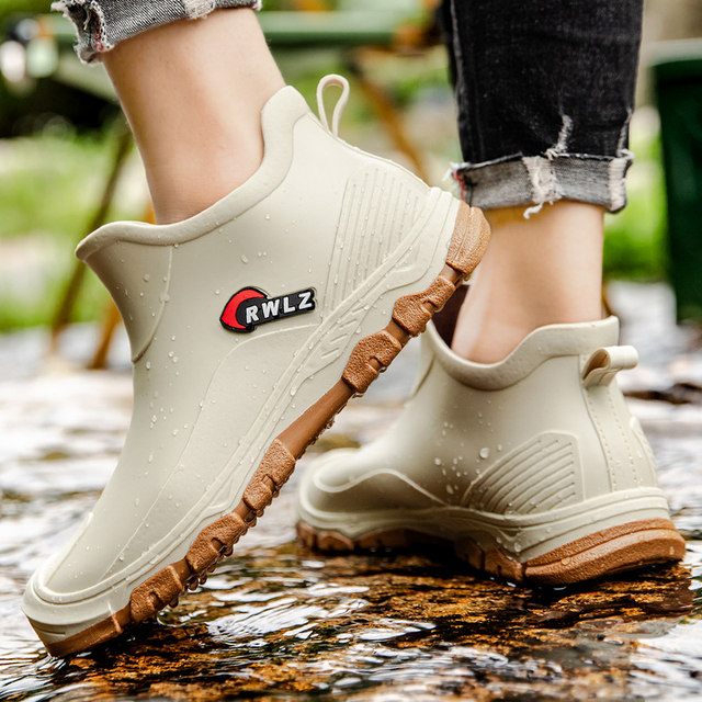Rain boots men's waterproof shoes chef's shoes short-tube rain boots ...