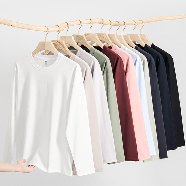 Pure cotton pure white long-sleeved T-shirt for men and women 230g ...