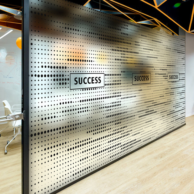 Office partition wall glass sticker white black gradient anti ...