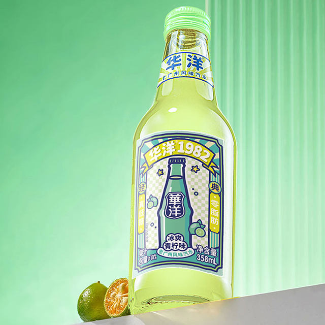 Huayang 1982 fruity fruit juice carbonated drink really low sugar and 0 fat 358ml*12 glass ...