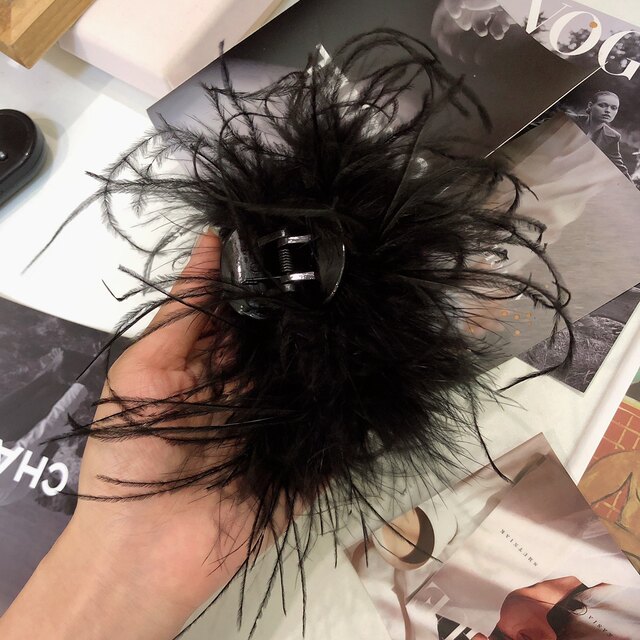 Korean jewelry internet celebrity 2022 new hair accessories black plush ...