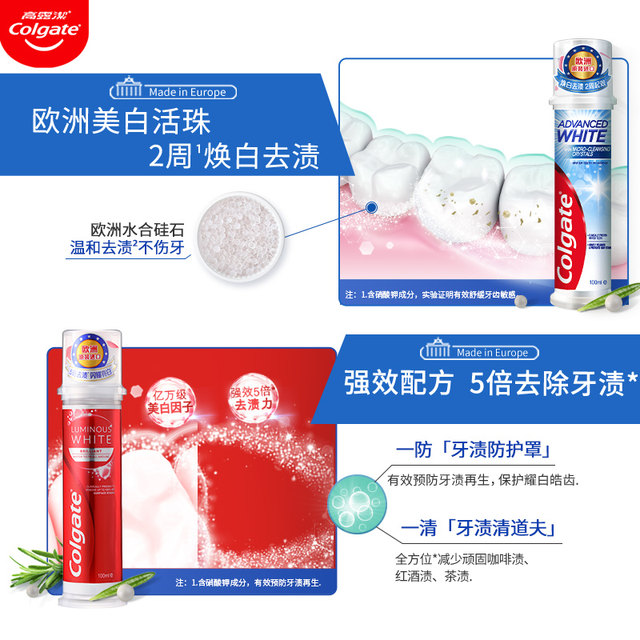 Colgate upright toothpaste press contains fluoride to freshen breath ...