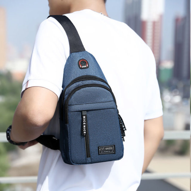 Chest bag men's backpack 2024 new nylon canvas chest bag leisure sports ...