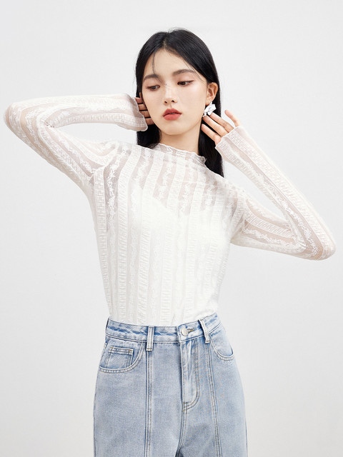 Qiushui Yiren's high-end outfit lace inner sweater women's chiffon top