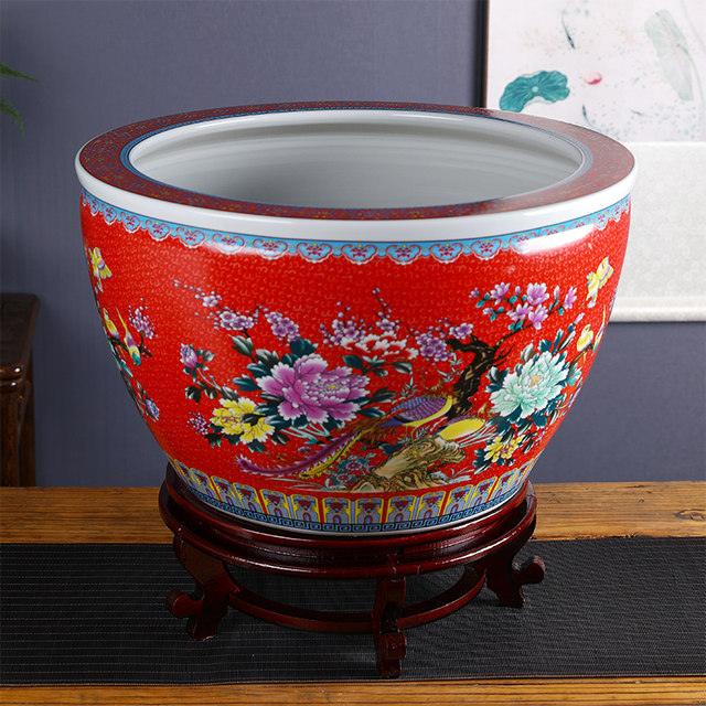 Jingdezhen ceramic goldfish tank large red water lily basin lotus tank ...