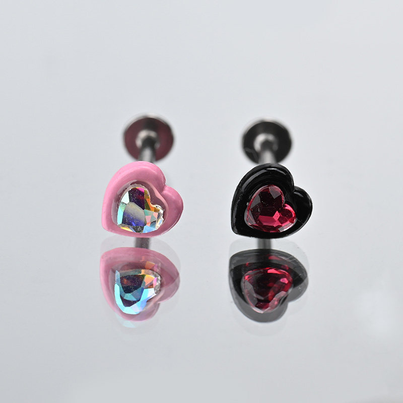 Raccon Raccoon Heart Factor Lip Nail Titanium Steel Love Ear Bone Nail ...