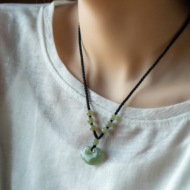Yixing Natural Hetian Yu Ping An Necklace Qinghai material Ruyi's ...