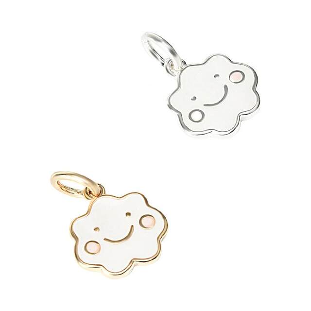 S925 silver plain silver feather wings epoxy smiley face cloud pendant ...