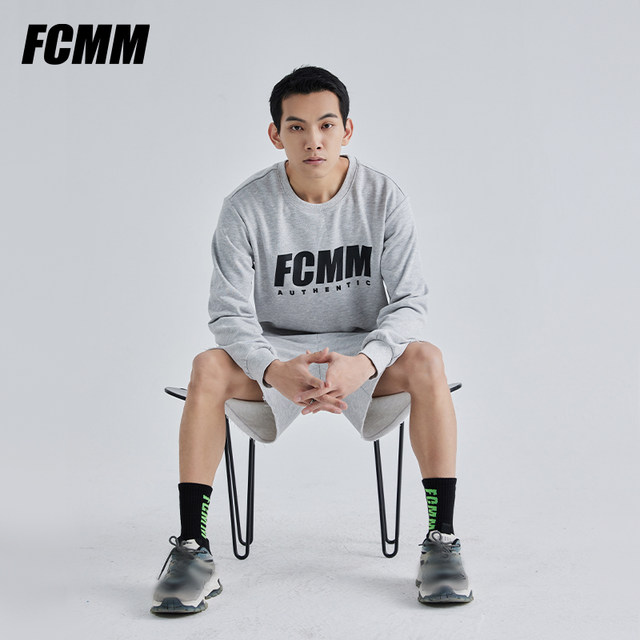 FCMM spring loose round neck sweatshirt men and women printed couple long-sleeved tops trendy