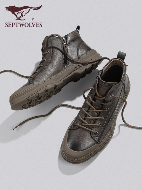 Septwolves men's Martin boots winter high-top leather shoes men's ...