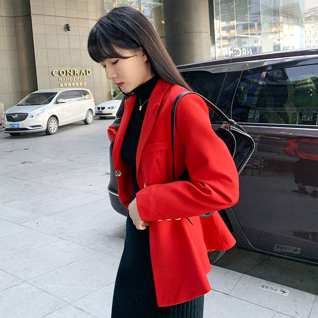 Moxini Red Blazer Women's Small Short Top 2024 New Spring and Autumn ...