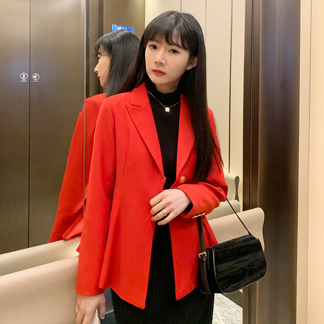 Moxini Red Blazer Women's Small Short Top 2024 New Spring and Autumn ...