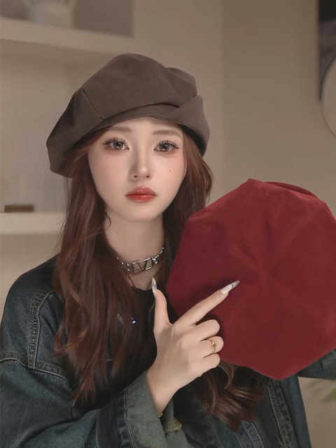 Korean version of the new temperament versatile cloud blossom octagonal hat girl autumn and ...