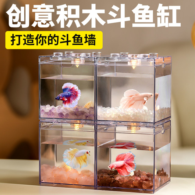 Thai fighting fish tank acrylic rotating building block box office ...