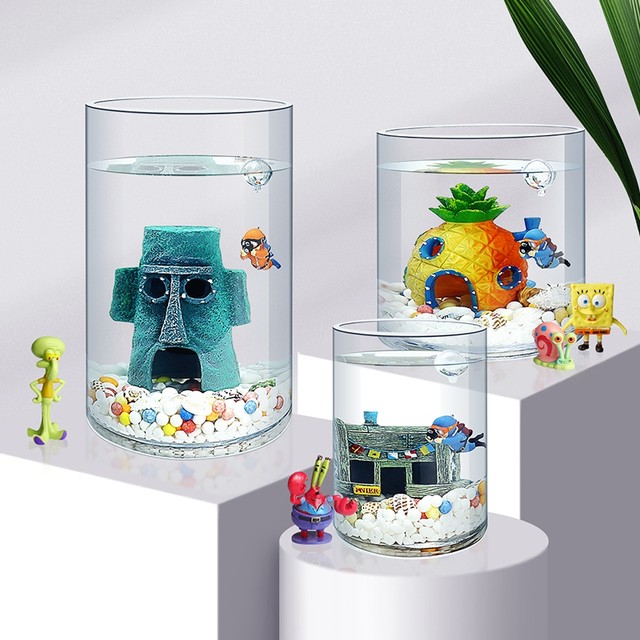 Ultra-white glass cylindrical cylinder SpongeBob desk living room home ...