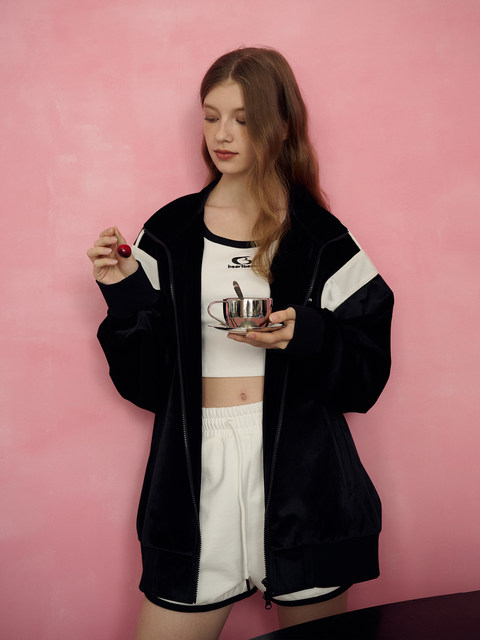 HeartBoon Hart Jump New Velvet Contrast Color American Street Sports ...