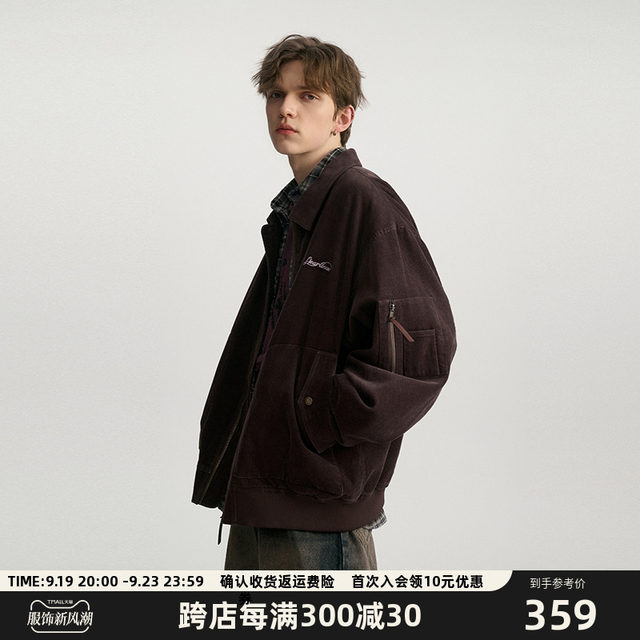 HeartBoon workwear American retro corduroy lapel flight jacket jacket ...