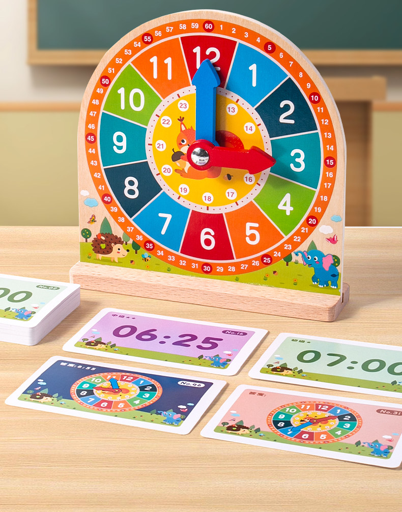 Six Cool Wooden Digital Clock Teaching Aid - Educational Time Learning Toy