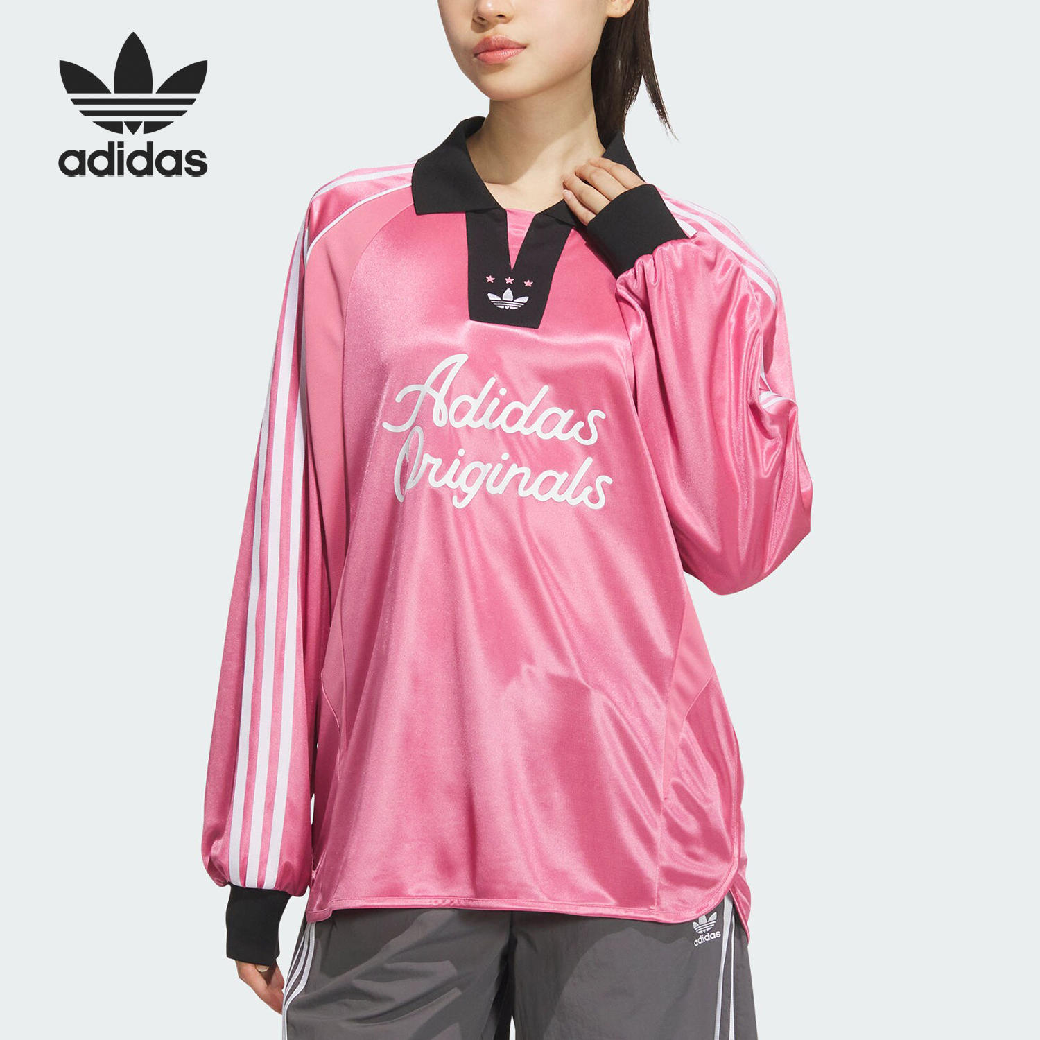 Adidas/阿迪达斯官方正品三叶草女士运动休闲长袖POLO衫JD1128-淘宝网