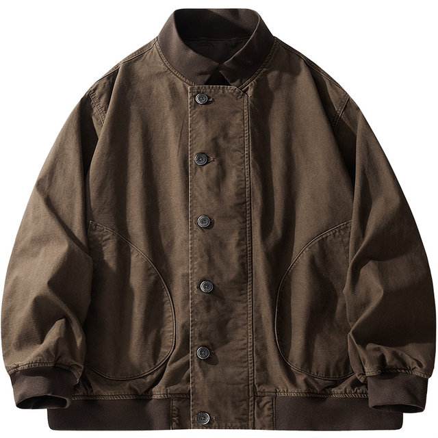 Germany's heavy retro deep coffee color washing pure cotton casual ...