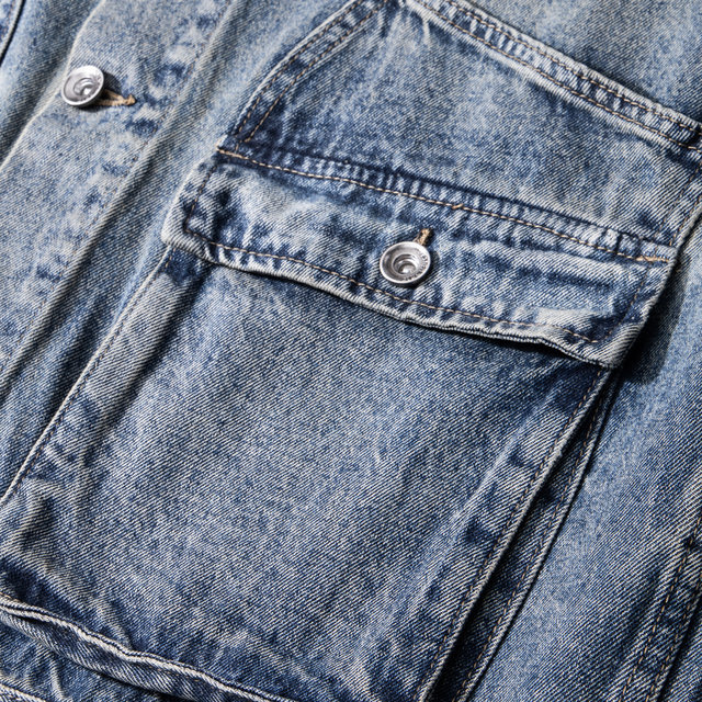 High-end retro heavy industry stone-washed workwear denim jacket for ...