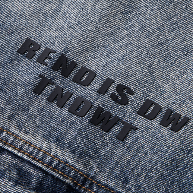 Circle texture retro letter offset washed heavy denim jacket men's ...