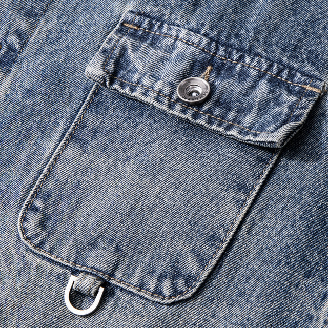 High-end retro heavy industry stone-washed workwear denim jacket for ...