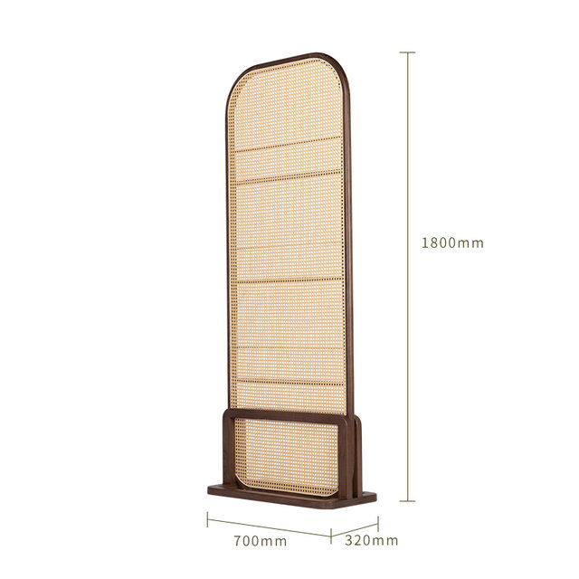 Japanese rattan screen solid wood living room partition movable ...