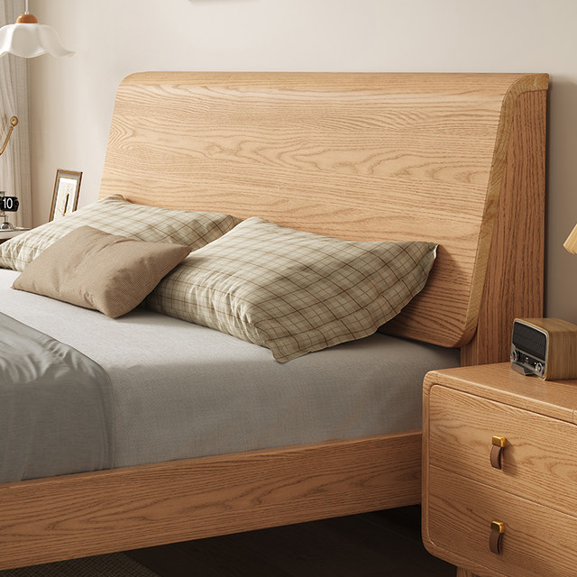 Duanmu Cixiang solid wood bed modern simple ash wood bed small ...