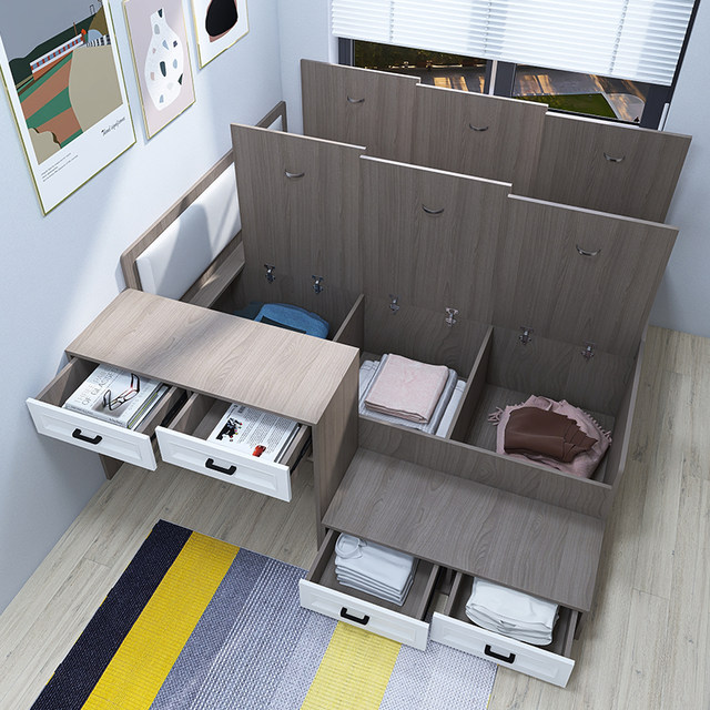 Gan congratulatory tatami with a desk small apartment single solid wood ...