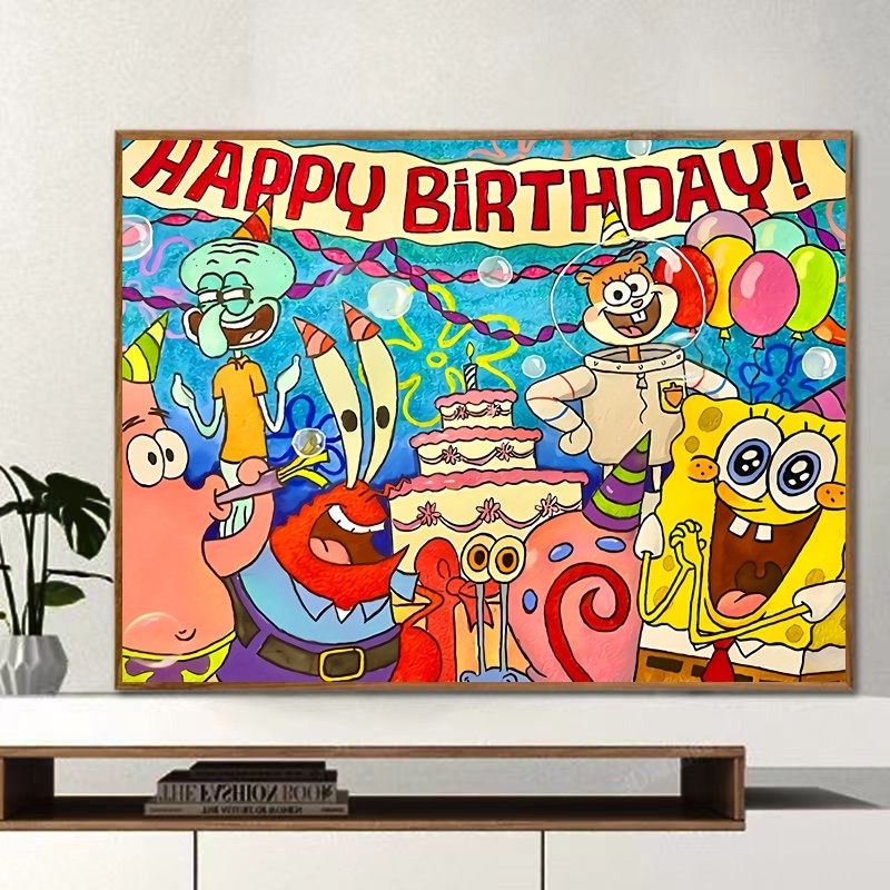 Spongebob Family Portrait Digital Oil Painting DIY Kit | Happy Birthday ...