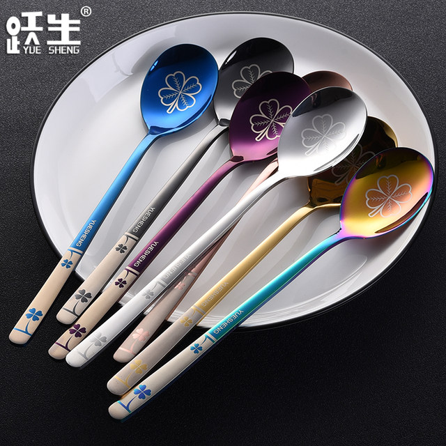 Clover 304 stainless steel spoon Korean long-handled mixing spoon ...