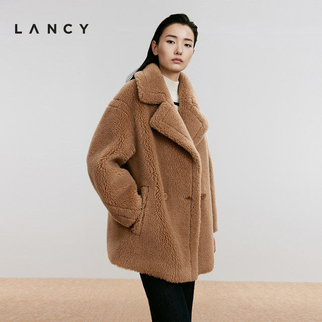 LANCY/Langzi 2024 new winter retro teddy bear coat for women lapel wool ...