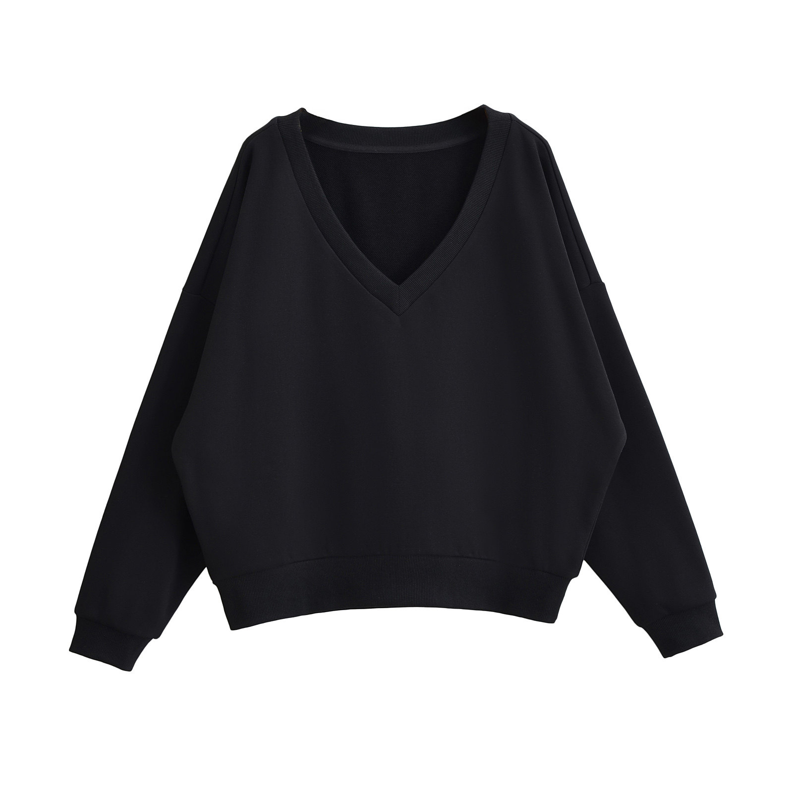 American loose, lazy style big V -neck covered women's autumn new niche ...