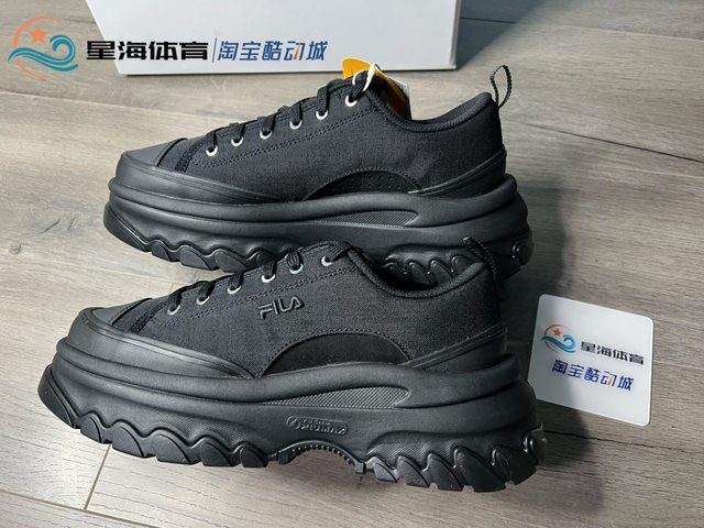 FILA LAVA women's shoes, heightening canvas shoes, solid color dad shoes, versatile casual ...