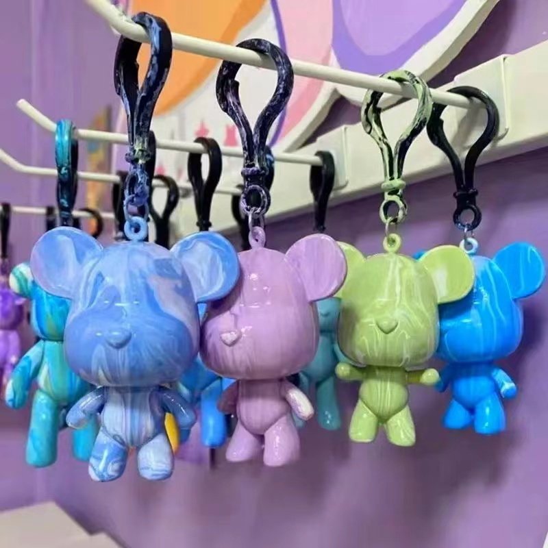Fluid Bear Keychain - DIY Pink Girl Heart Plastic Keyring