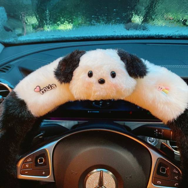 Winter cute Pacha dog car steering wheel cover warm plush male and ...